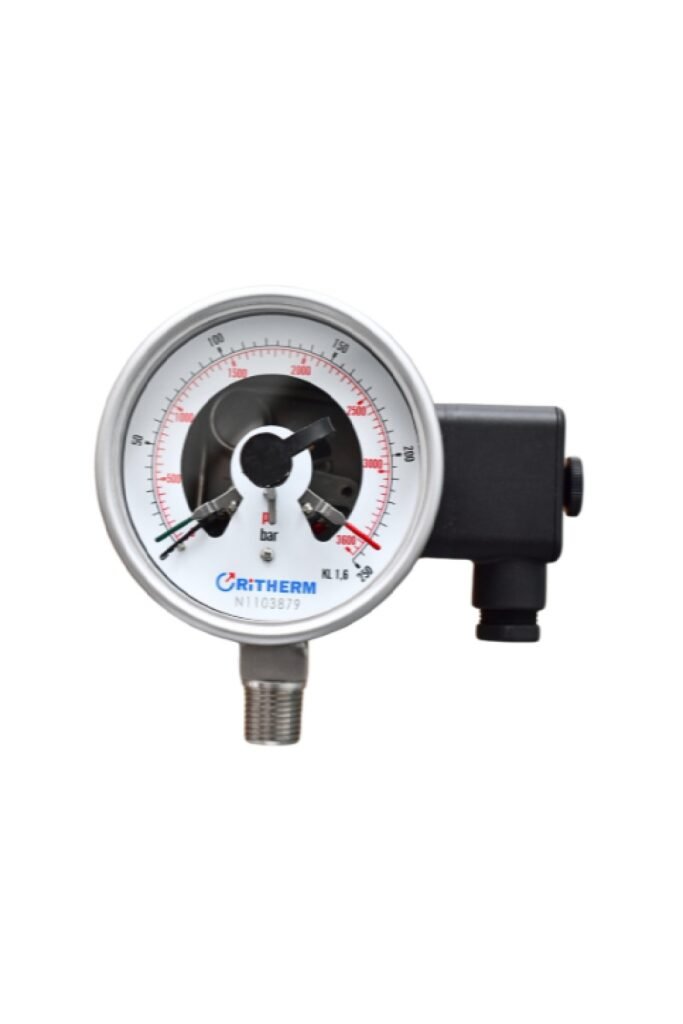Manómetro de contacto eléctrico 4″ total inox. RITHERM – Keyder Company