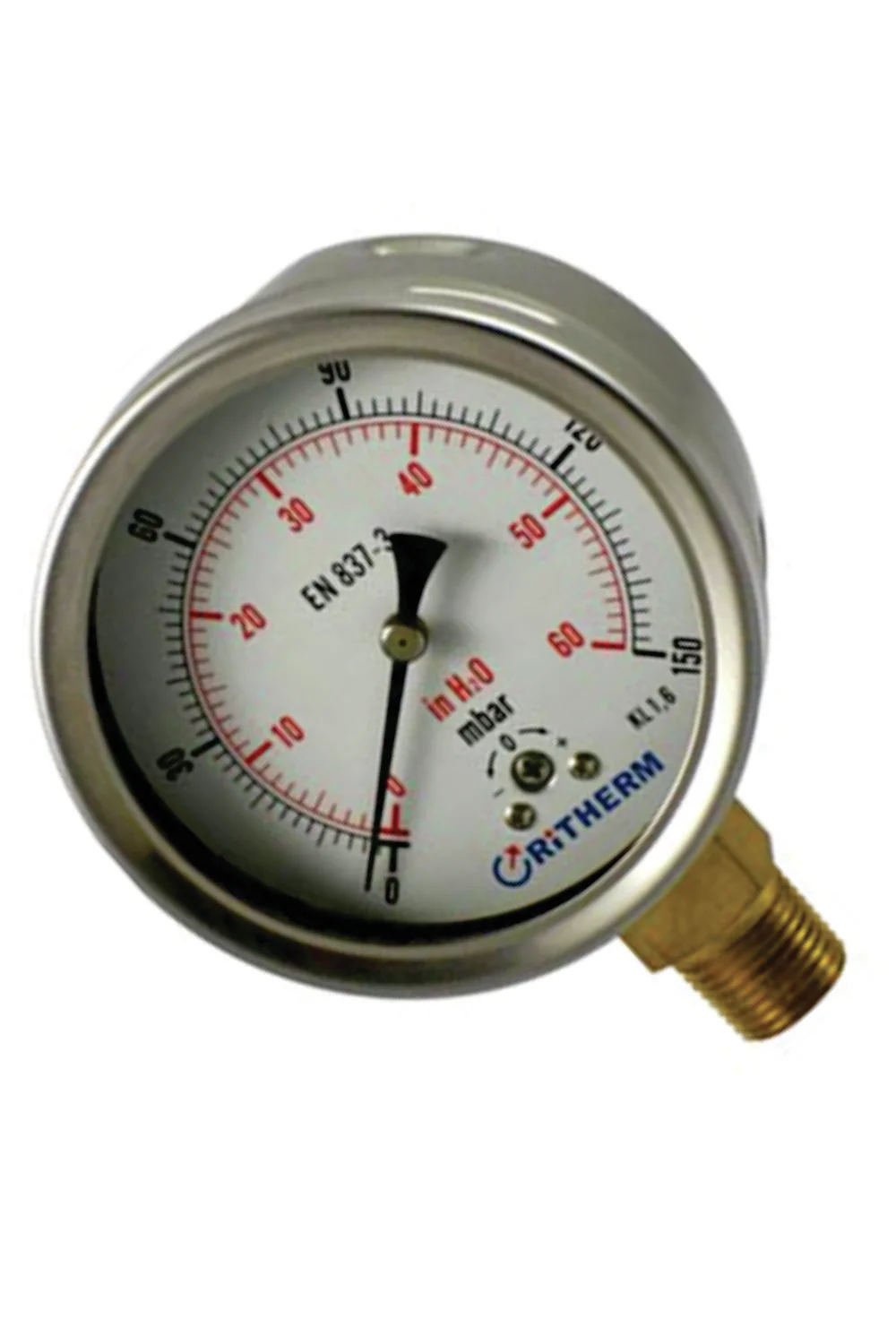 Manómetro de baja presión 4″ Inox. bronce desde -100 mbar hasta 600 ...